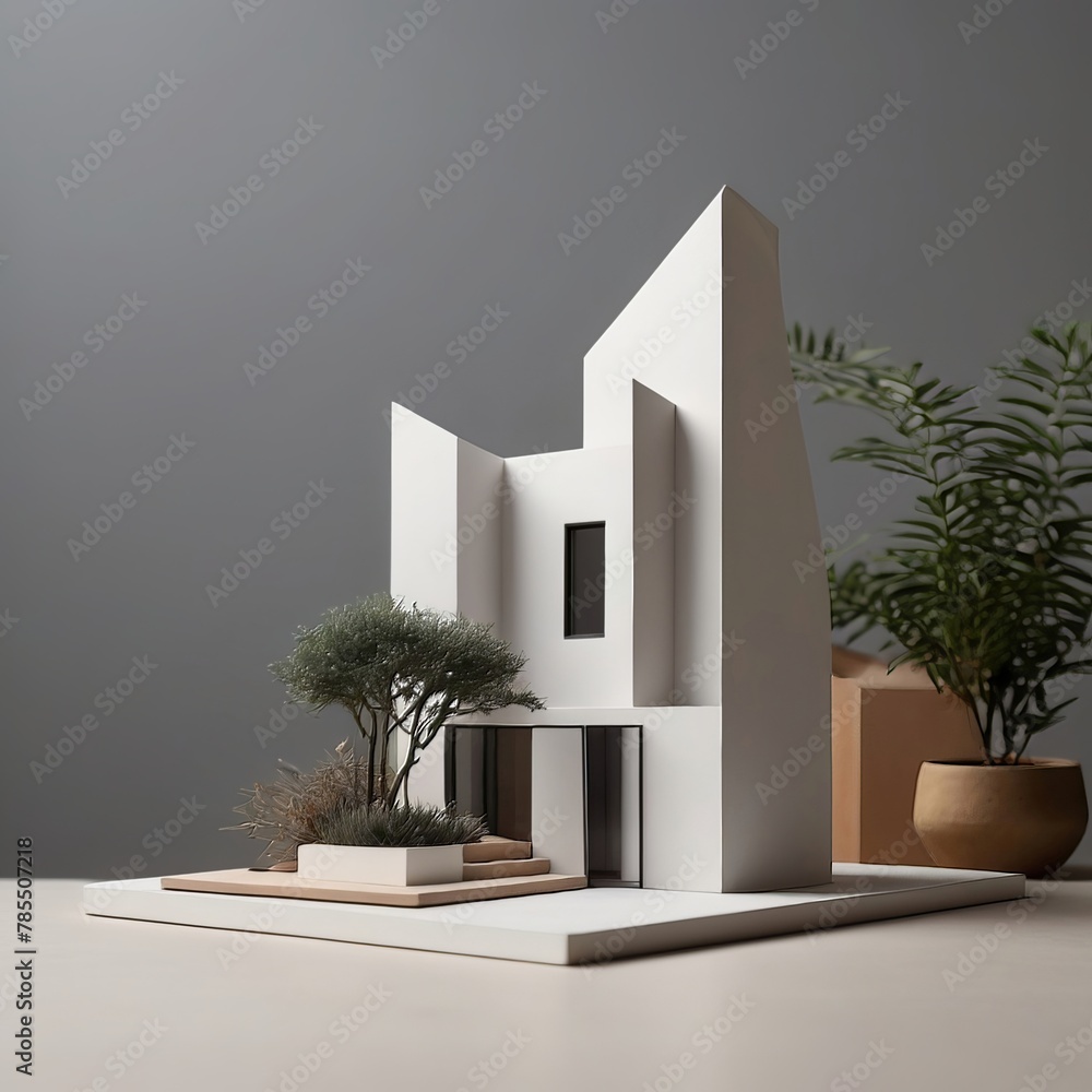 Minimalist Architecture design scale model mockup with simple ...
