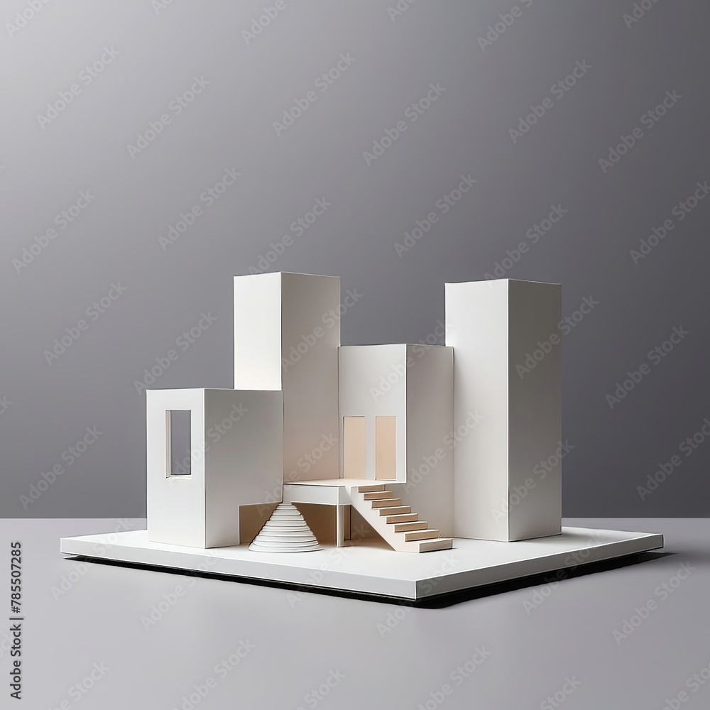 Minimalist Architecture design scale model mockup with simple ...