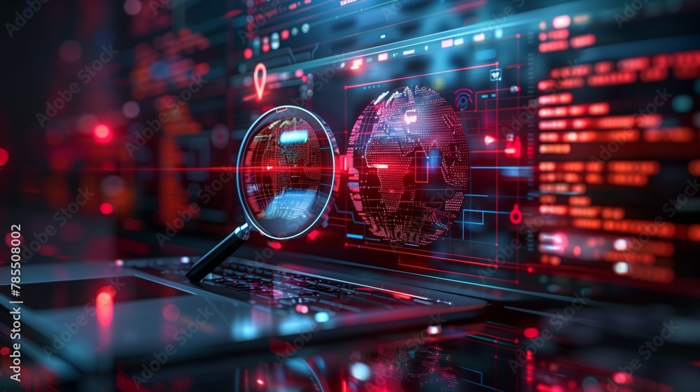 Infographic charts analysis of corporate laptop antivirus or phishing malware attach detection ...