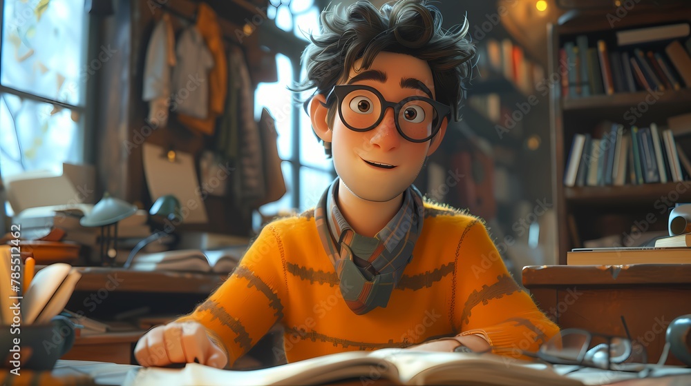 A digital animator using powerful software and a graphics tablet to ...