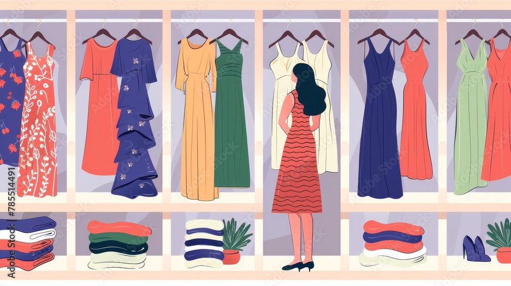 Fashion organization and arrangement at home, Line art flat modern ...