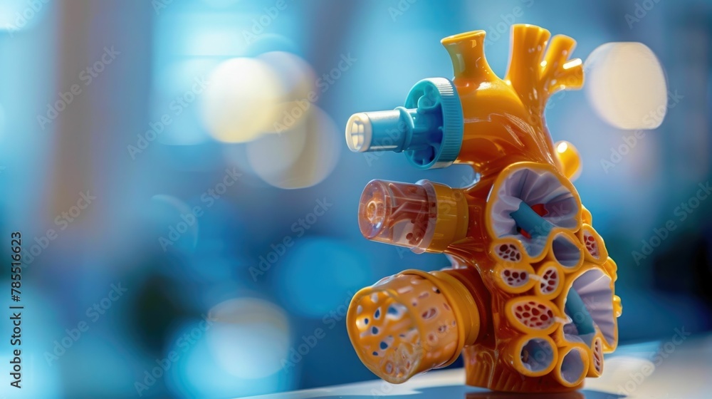 Asthma Inhaler Device and Airway Model Showcasing Respiratory Health ...