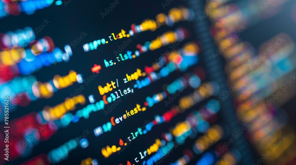 Coding, screen with code, computer software symbol blurred motion ...