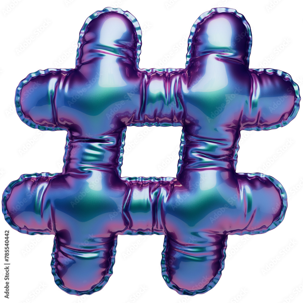 Hashtag sign. 3d symbol in the shape of a balloon, isolated on a ...