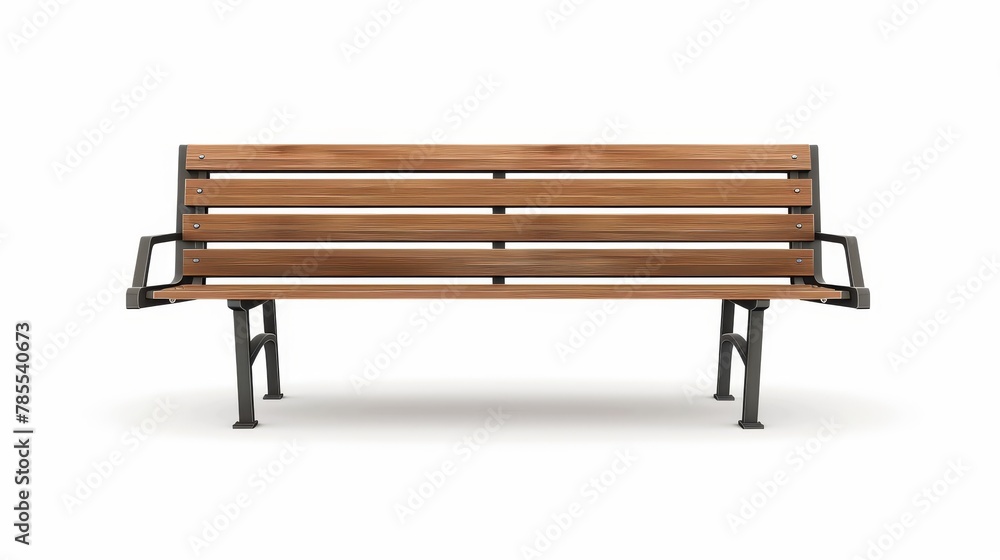 Bench in a park or backyard. Realistic modern illustration set of long ...