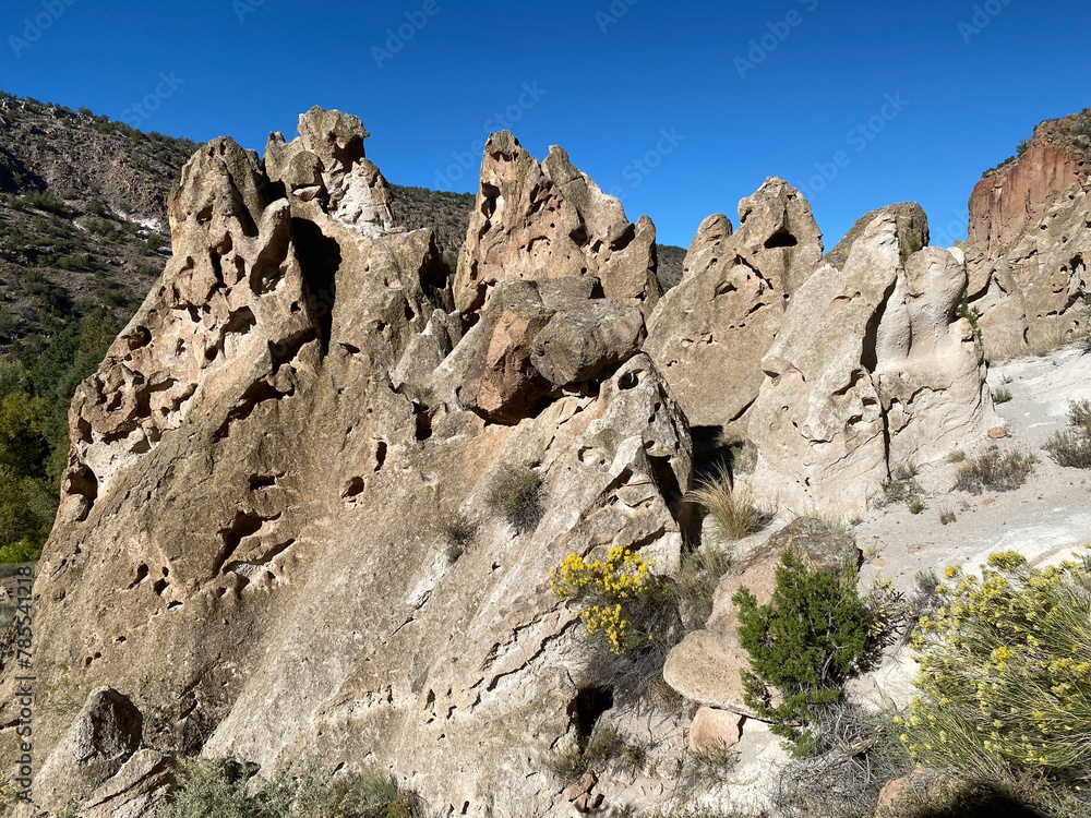 Bandelier National Monument in New Mexico. Hot ash from volcano at ...