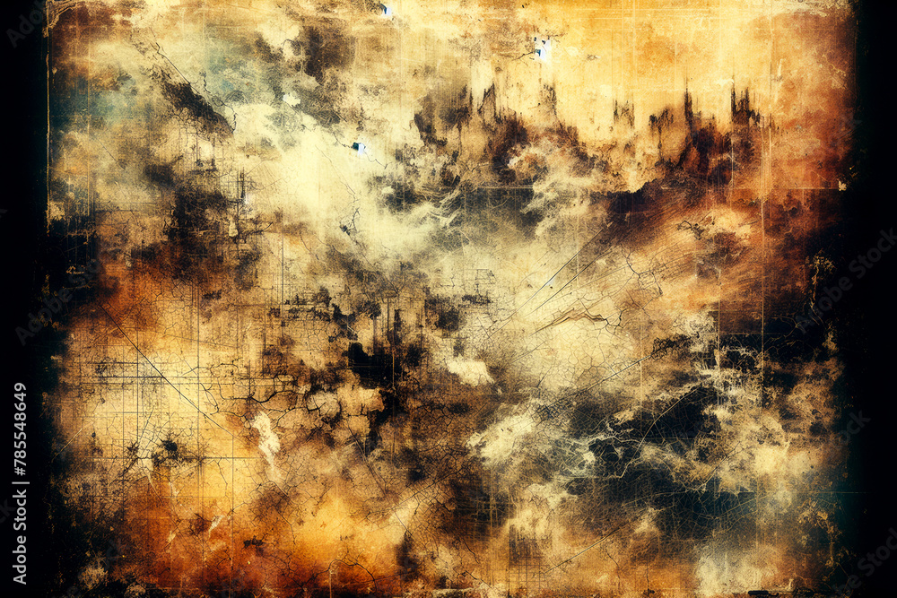 Grunge cracked old paper surface texture. Vintage texture with yellow ...