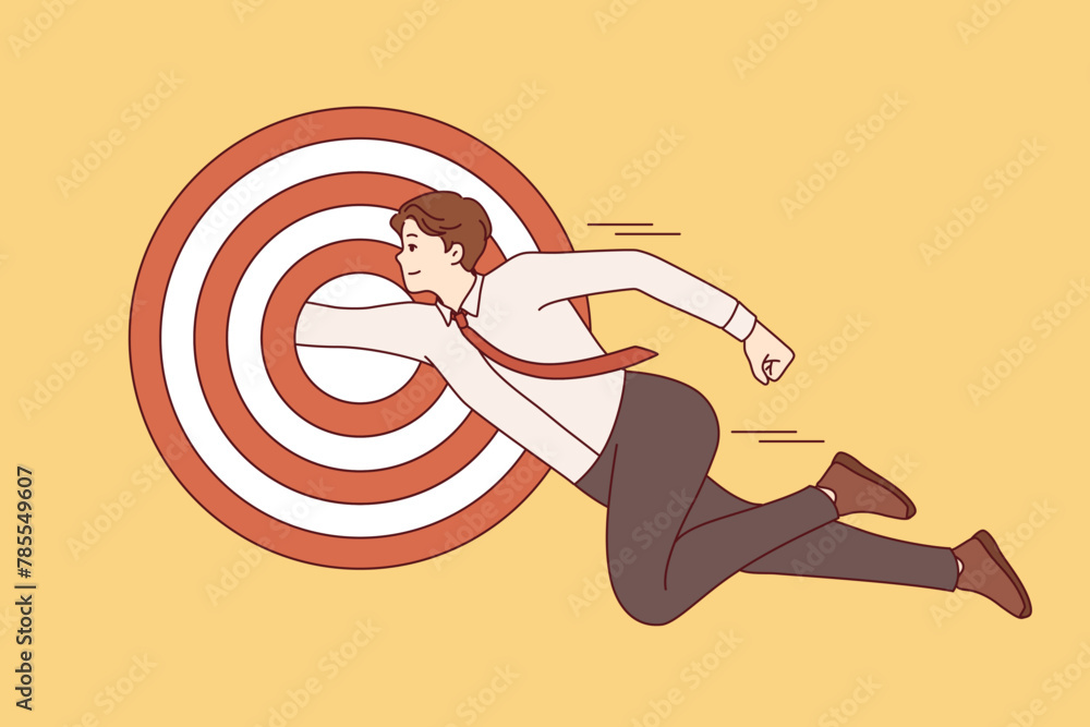 Vecteur Stock Super businessman flies into target with precision ...