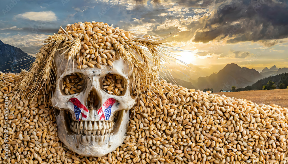 Skull, food, wheat, grain, deforestation, food insufficiency cereal ...