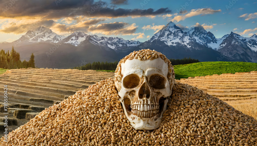Skull, food, wheat, grain, deforestation, food insufficiency cereal ...