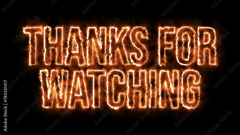 Thanks for Watching Fire Flame Hot Text Animation on Black Background ...