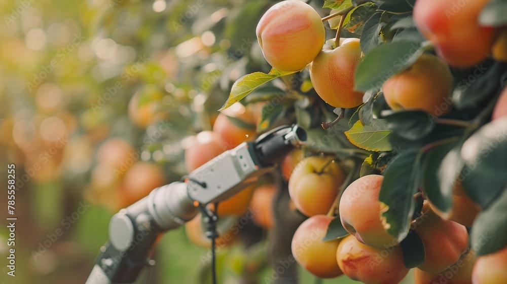 An advanced robotic arm equipped with sensors and AI technology ...