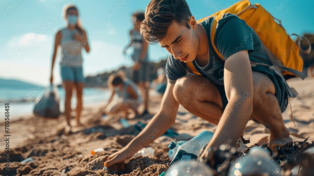 Save water. Volunteer pick up trash garbage at the beach and plastic ...