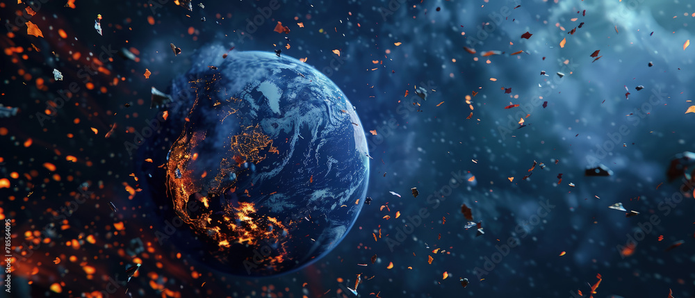 An animated sequence of Earth where the surface flakes off piece by ...