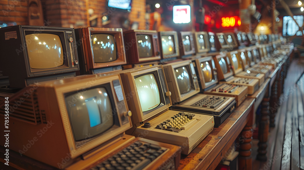 Programming Codes in Old Personal Computers, Vintage Computer Room with ... Programming Codes in Old Personal Computers, Vintage Computer Room with ...
