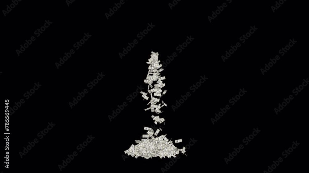 Vidéo Stock Money drop. Money rain animation on transparent background ...