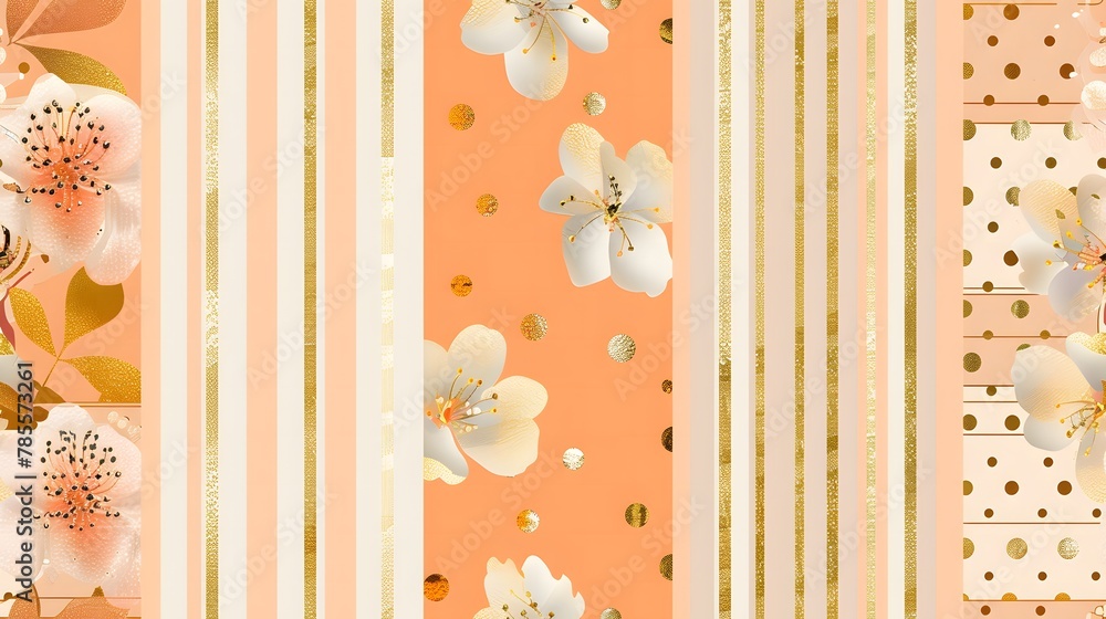 Pink and Gold, Peach Digital Paper, Blush and Gold Scrapbook Paper ...