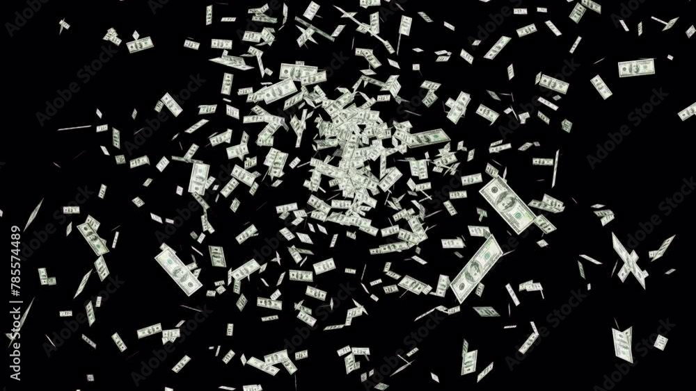 Money drop. Money rain animation on transparent background. Falling ...