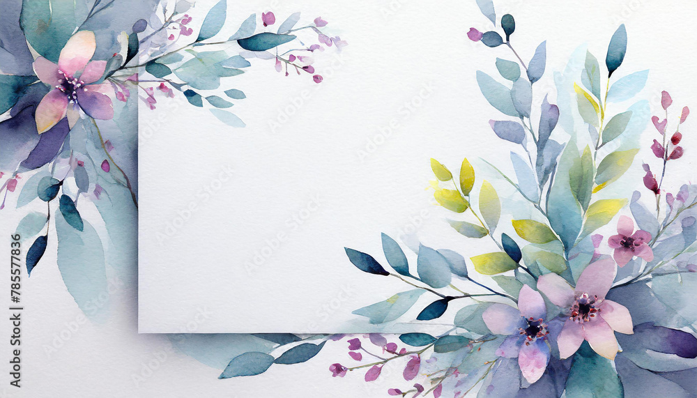 Greeting card template watercolor painting illustration of a delicate ...