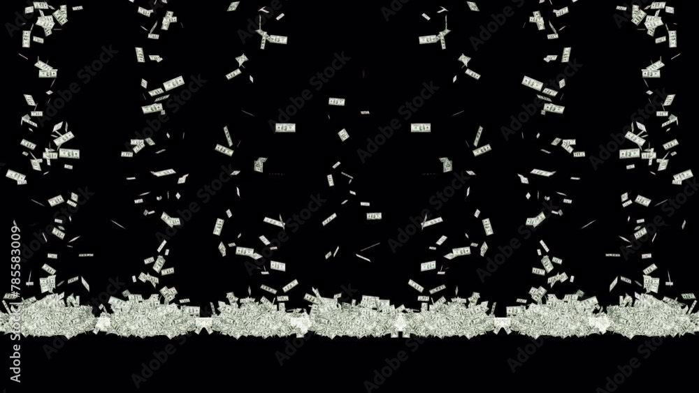 Money drop. Money rain animation on transparent background. Falling ...