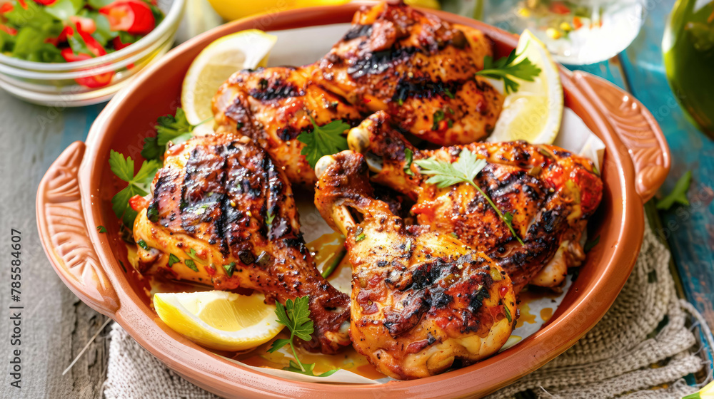 Piri Piri Chicken Traditional Portuguese Dish. Grilled Chicken Seasoned ...