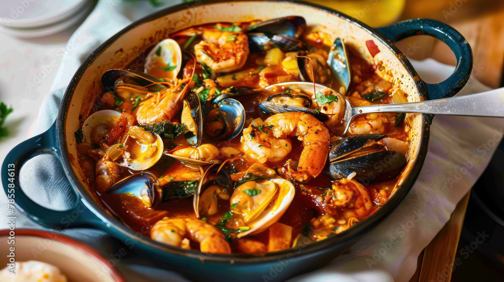 Cataplana De Marisco Traditional Portuguese Dish. A Seafood Stew Cooked ...