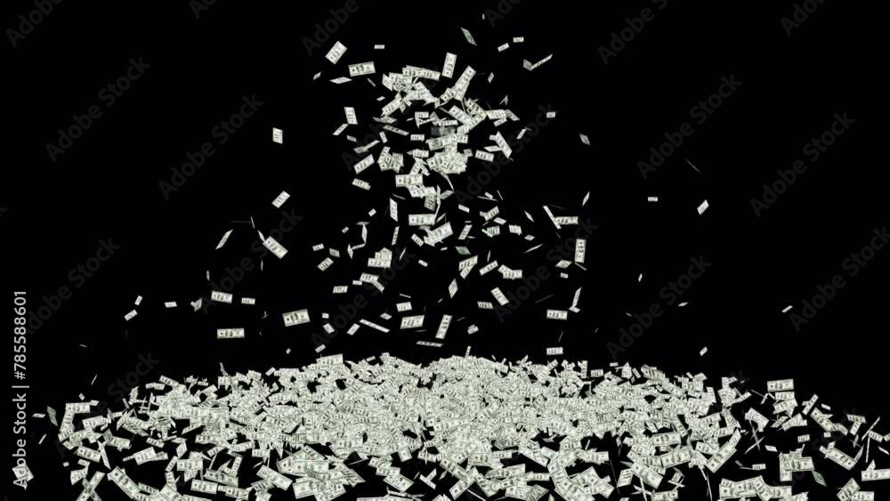 Money drop. Money rain animation on transparent background. Falling ...