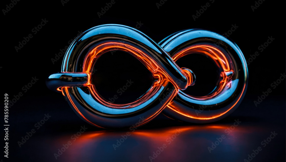 shape of transparent infinity symbol filled with fire nebulae and ...