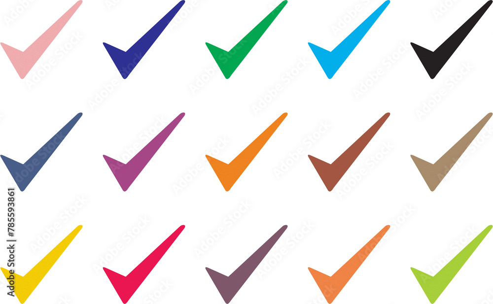 Check mark right or correct icons. Different colors checklist design ...