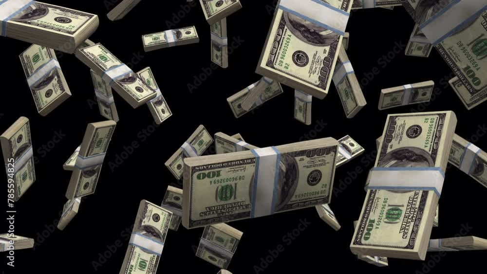 Money drop. Money rain animation on transparent background. Falling ...