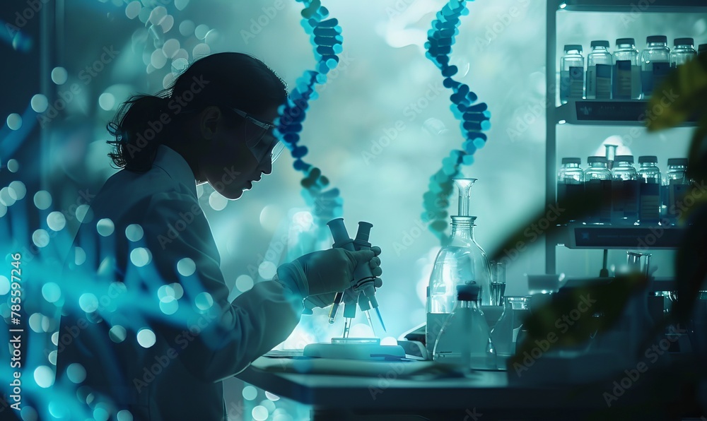 Scientists conduct experiments in genetic research and biotech science ...