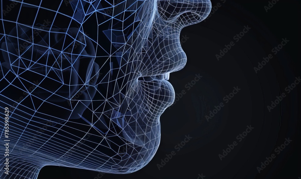 A close-up view from the side of a healthy man's jaw and mouth ...