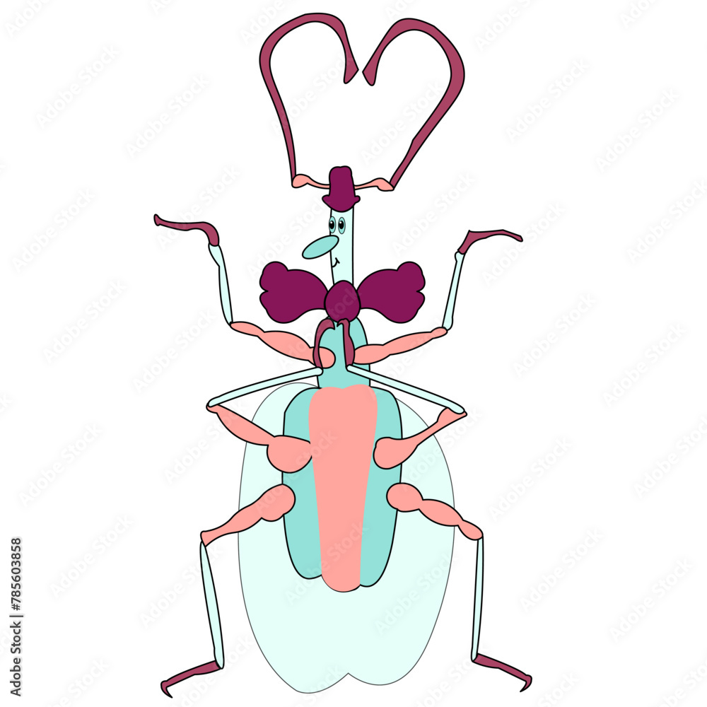 Cute bug cartoon character vector illustration. Funny forest or garden ...