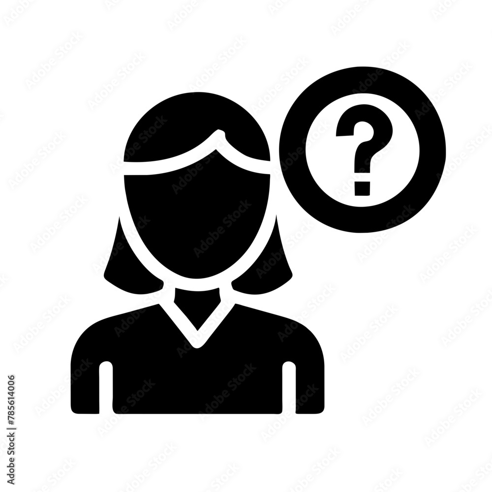 Woman with Question Mark icon vector graphics element silhouette sign ...
