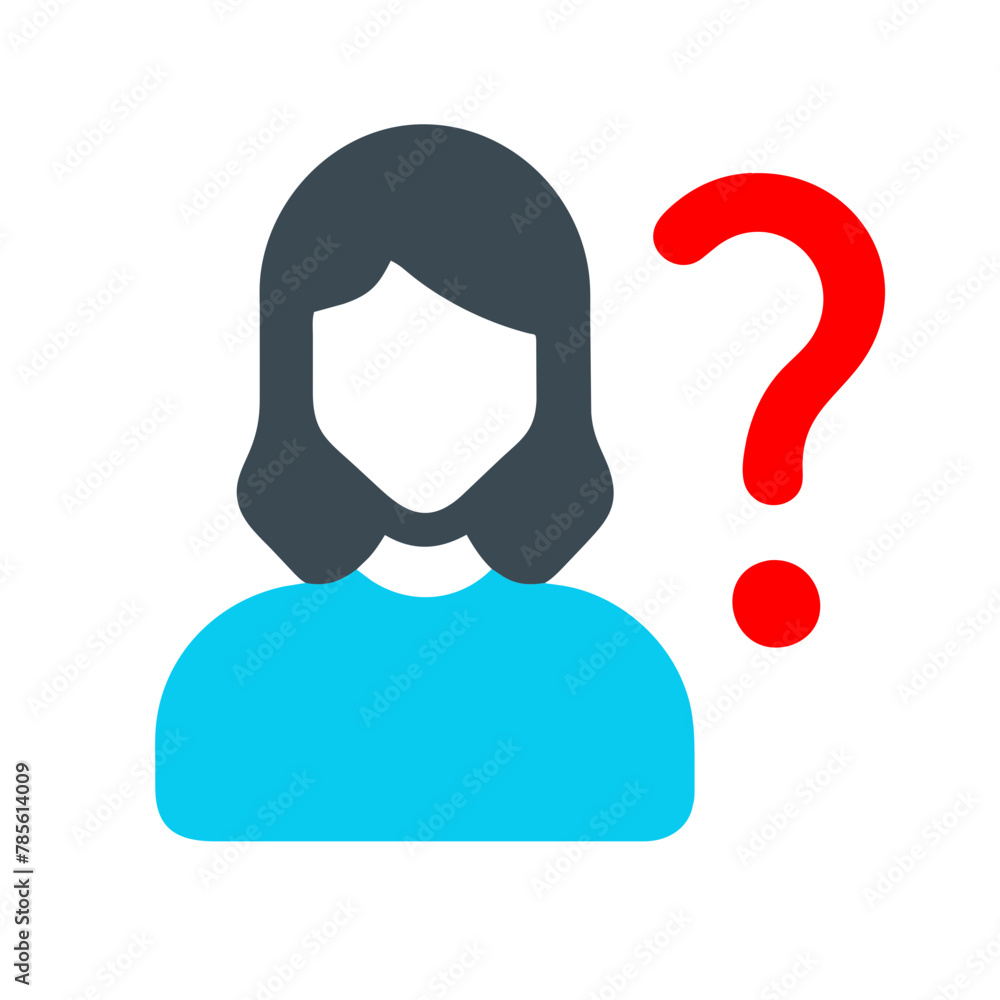Woman with Question Mark icon vector graphics element silhouette sign ...