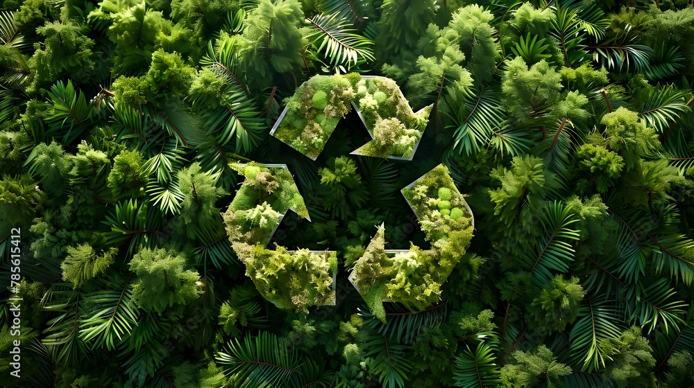 Sign Recycling hologram on a green background. Eco recycling green ...