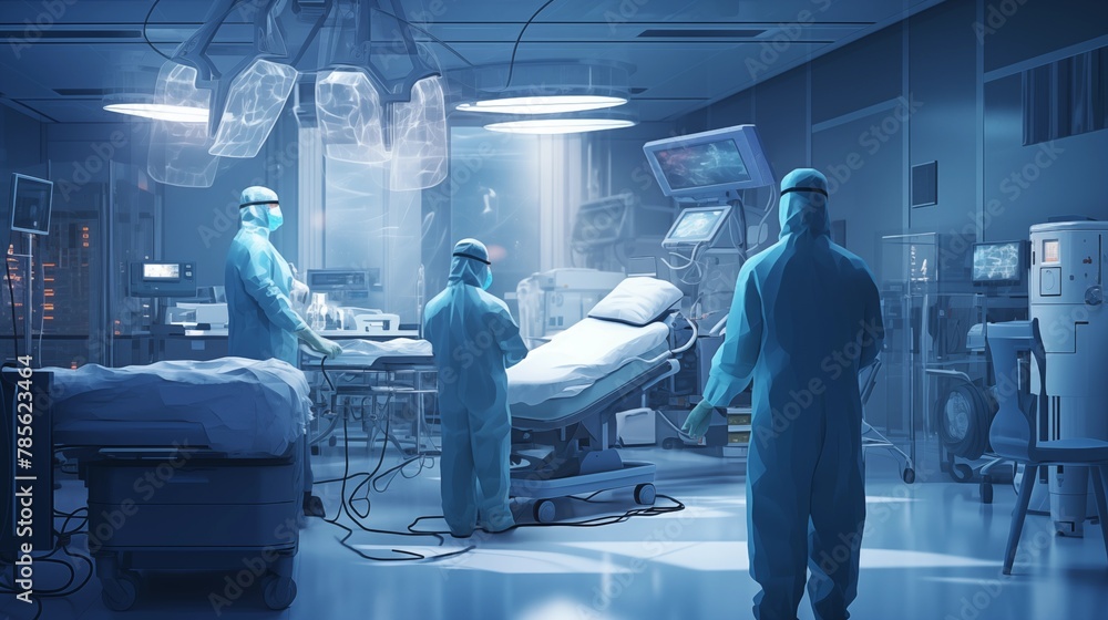 Medical doctor ER team, surgeon and anesthetist on medical clinic room ...