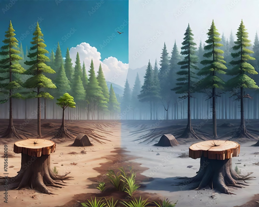 This side-by-side conceptual artwork depicts the striking contrast ...