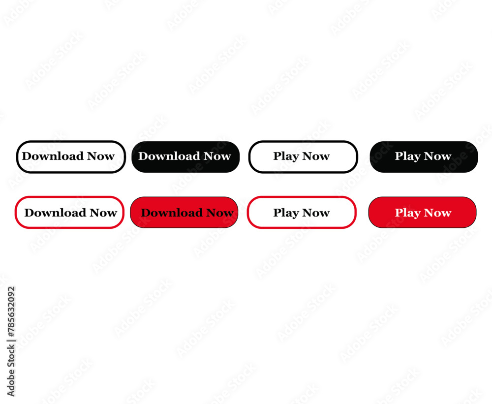Download Now and Play Now buttons all. Set of black and red buttons ...