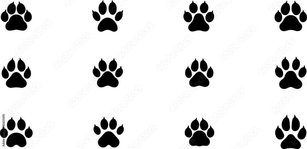 Cat and dog paw prints icons vector image. The paw print saddles of the ...
