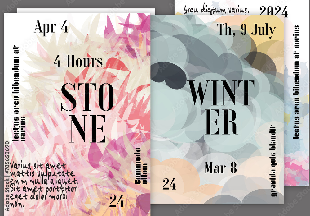 A4 Flyer With Transparent Overlapping Shapes Creating Vector Watercolor ...