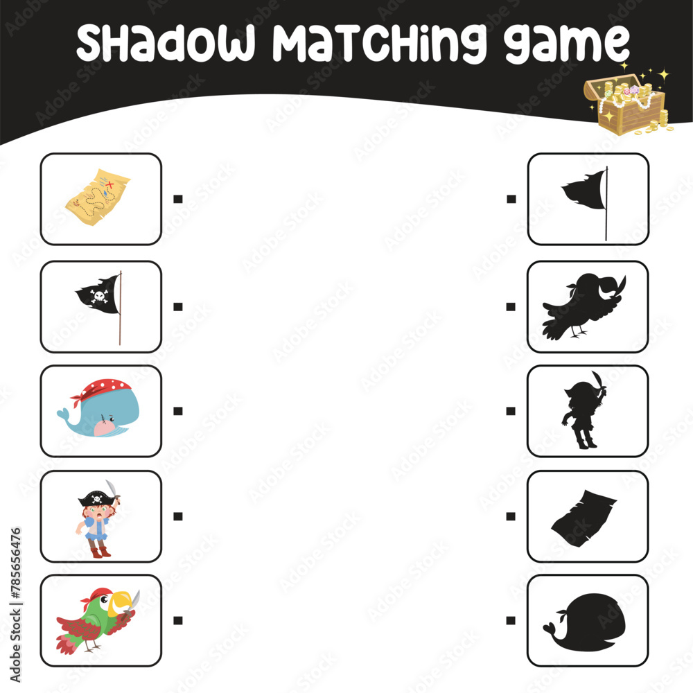 Matching shadow game for children. Find the correct shadow. Worksheet ...