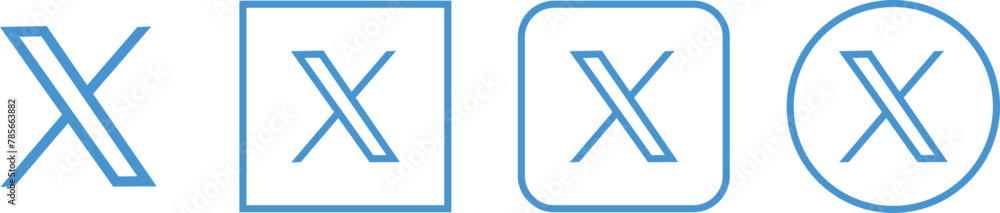 New Twitter x.com icon set blue. Popular social media button icon ...
