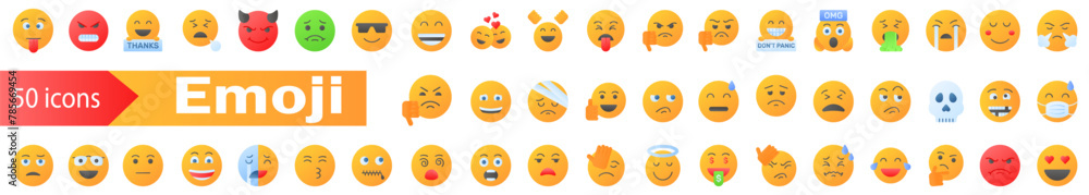 Vector Emoji big set isolated on white background. different editable ...