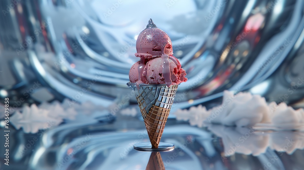 Sleek ice cream cone with a sci-fi twist AI generated illustration ...