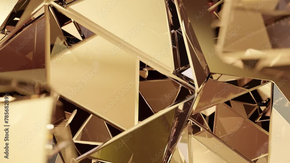 A modern background with a golden polygonal design. 3D abstract of a ...
