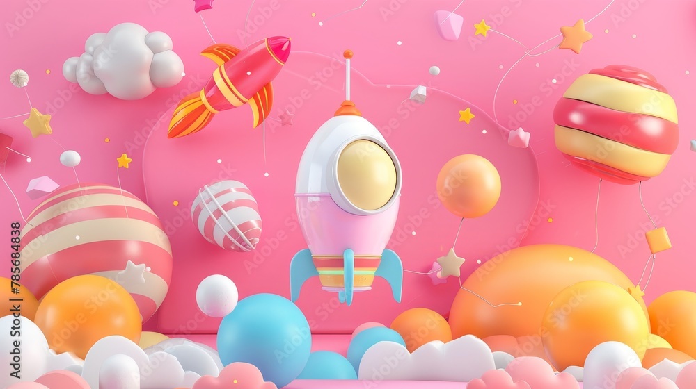 Whimsical and cheerful flying objects in a 3d space AI generated ...