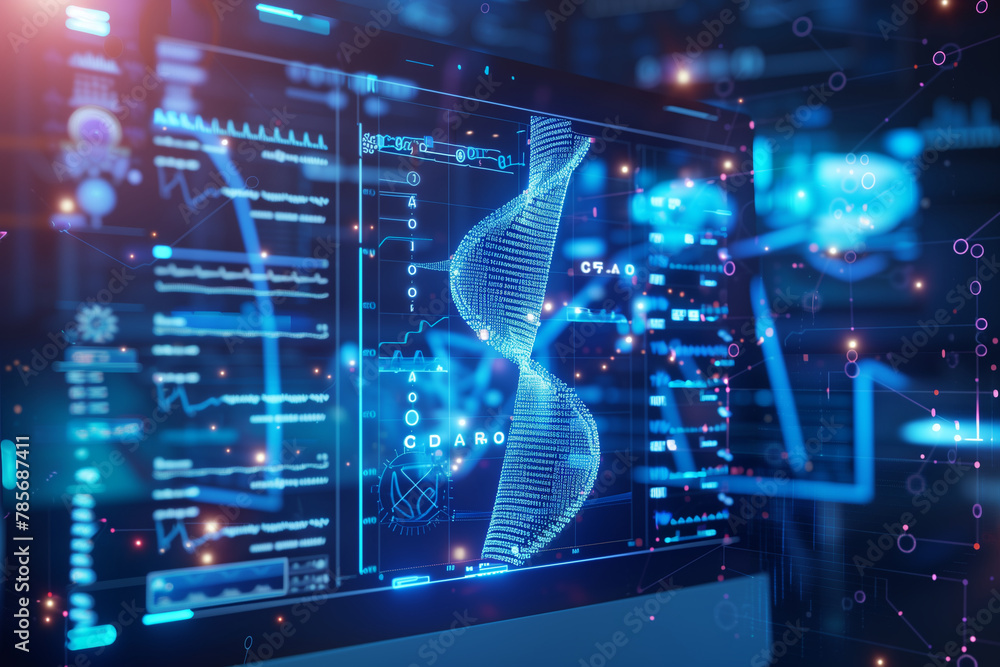 sleek and modern photo of DNA medical technology and futuristic ...