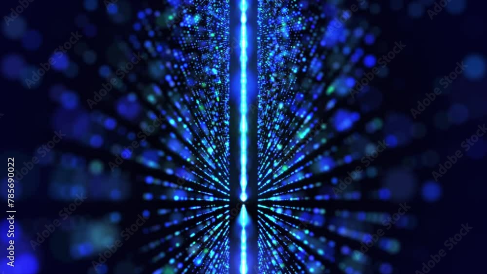 Magic light corridor of glowing particles forming a light tunnel ...
