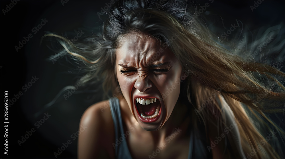 Agonized woman screaming, a powerful image for mental health awareness ...
